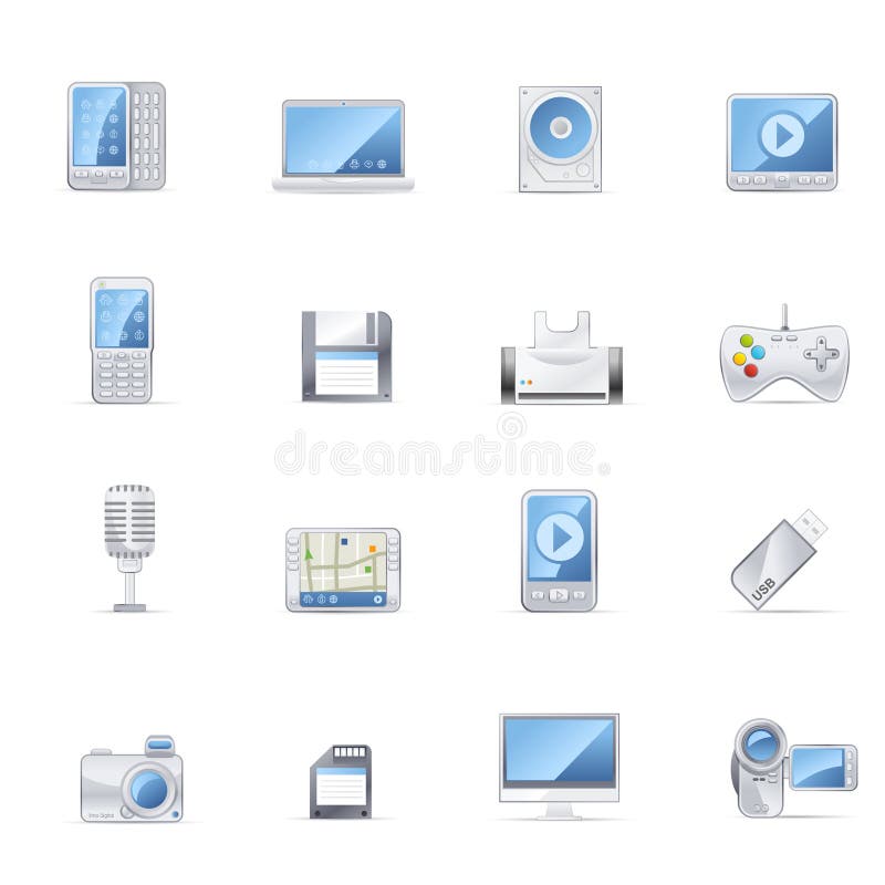 Vector Software and Hardware Icon Set Stock Vector - Illustration of ...