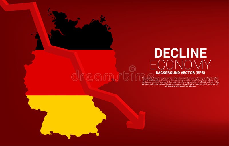 Downturn Graph with Germany Flag in Map. Stock Vector - Illustration of ...