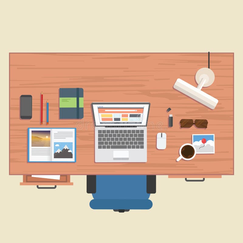 Designer Stuff on Table stock vector. Illustration of design - 179371765