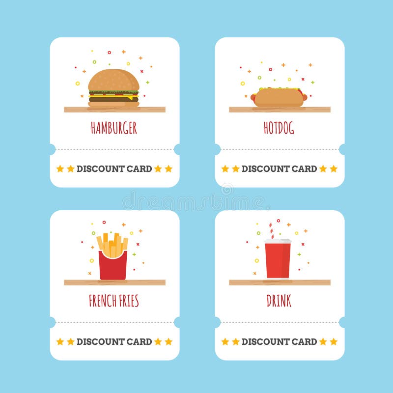 Discount Card stock vector. Illustration of soft, fries - 179393033