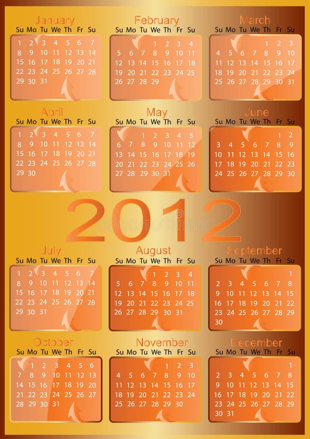 Vector 2012 Calendar stock vector. Illustration of note - 23079226