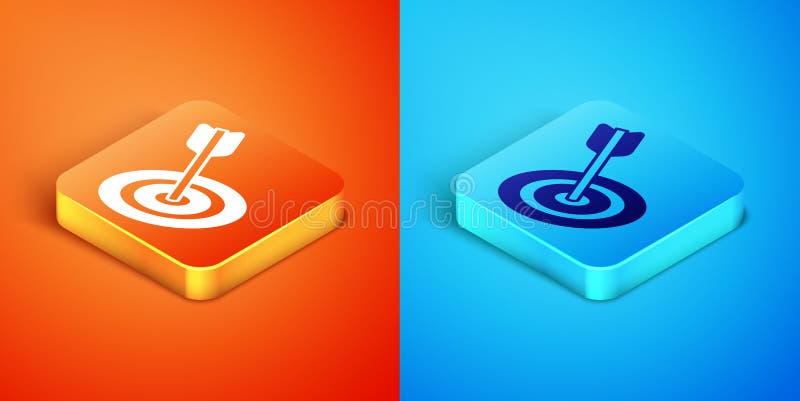 Isometric Target Financial Goal Concept Icon Isolated on Orange and ...