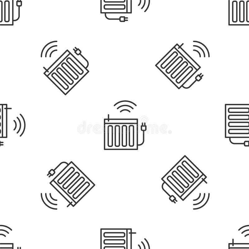 Grey Line Smart Heating Radiator System Icon Isolated Seamless Pattern ...