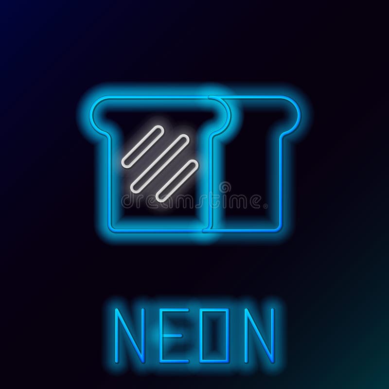 Glowing Neon Line Bread Toast for Sandwich Piece of Roasted Crouton ...