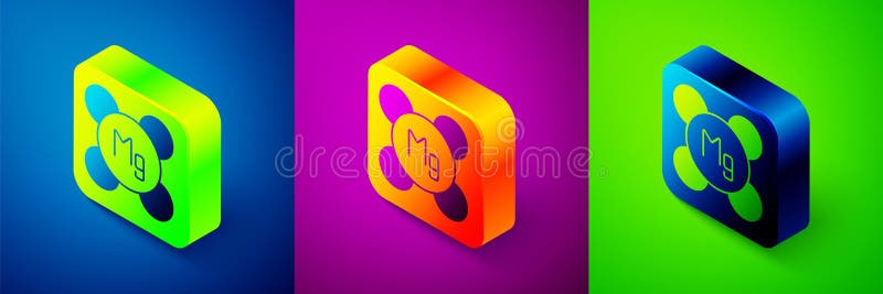 Isometric Magnesium Chemical Element Icon Isolated on Isolated on Blue ...
