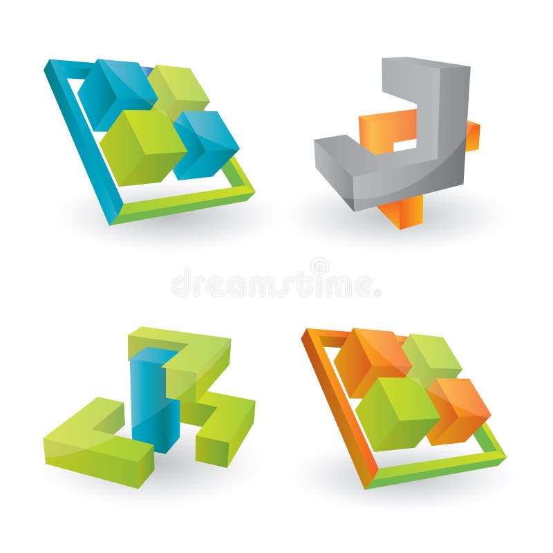 Set of Backgrounds with 3d Element Stock Vector - Illustration of green ...