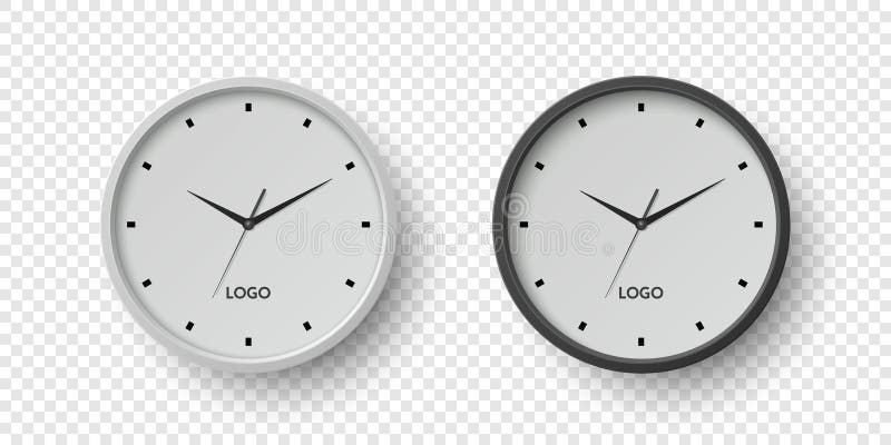 Vector 3d Round Wall Office Clock with White, Black Clock Dial Set ...