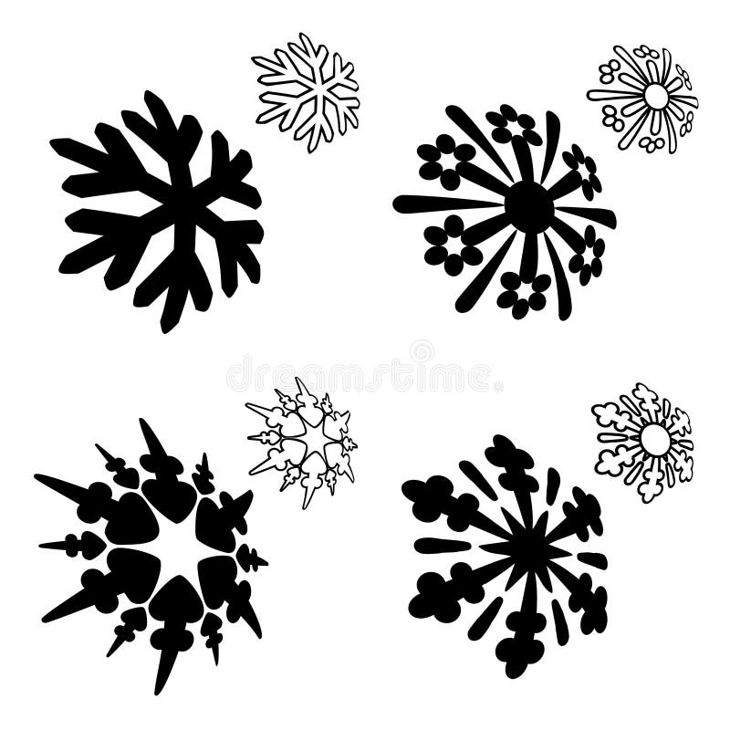 Vector 3D Snowflake Symbols Stock Vector - Illustration of black ...