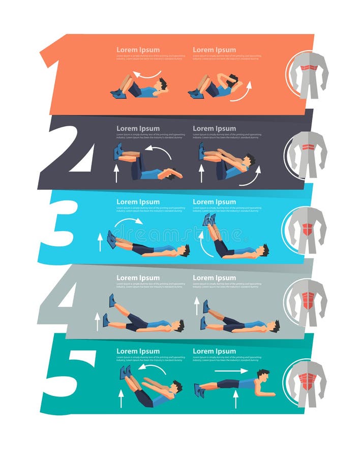 Vector Abdominal Exercise Infographics Banner Stock Vector ...
