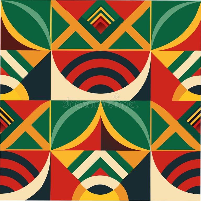 Vector Abstract African Colorful Ethnic Half Circle Shape Seamless ...