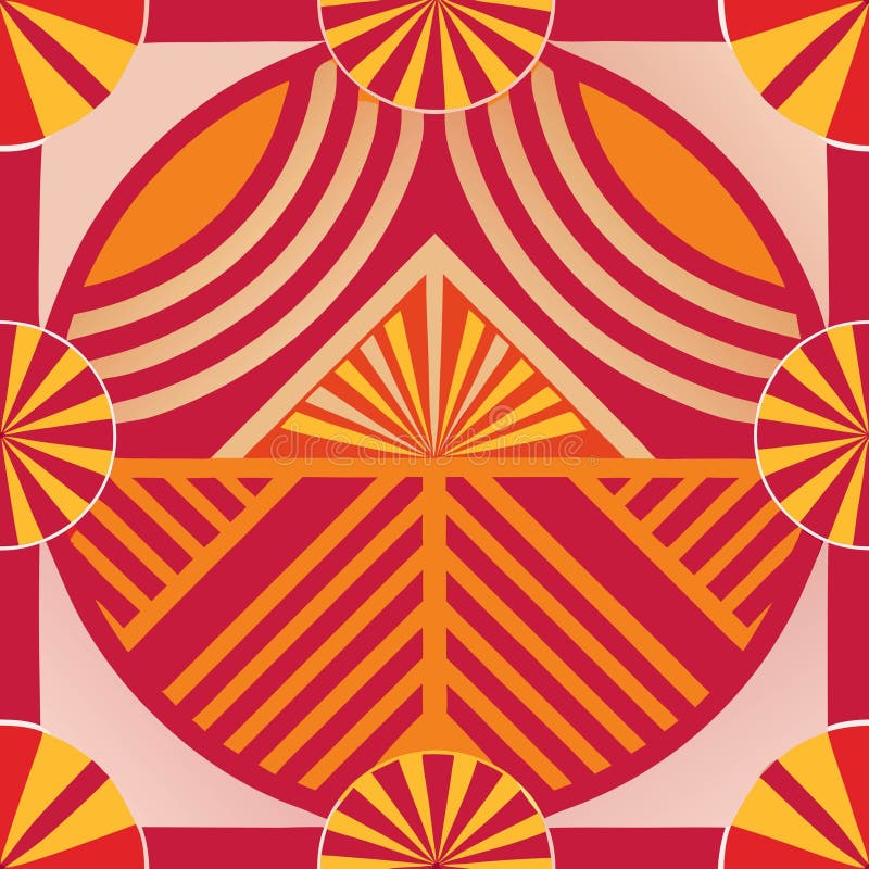 Vector Abstract African Colorful Ethnic Half Circle Shape Seamless ...