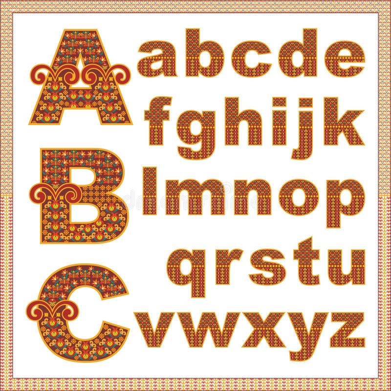 Vector Abstract Alphabet with Comic Kids Pattern. Stock Vector ...