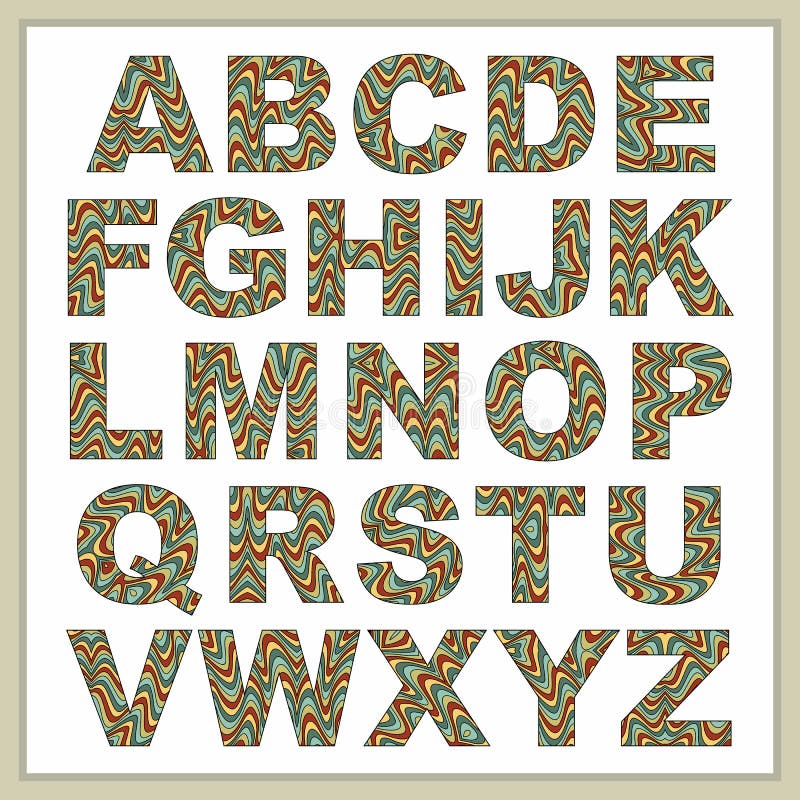 Vector Abstract Alphabet with Distortion Effect. Stock Vector ...