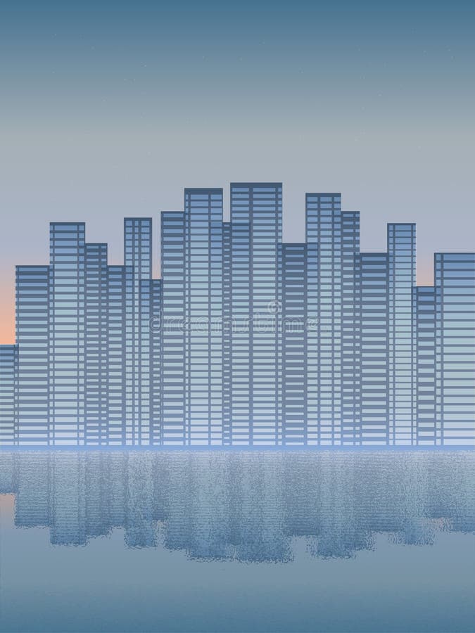 Vector Abstract Background of Big City in Dusk Mist Stock Vector ...