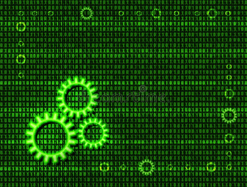 Vector Abstract Background Binary Code Digital Art With Gears And