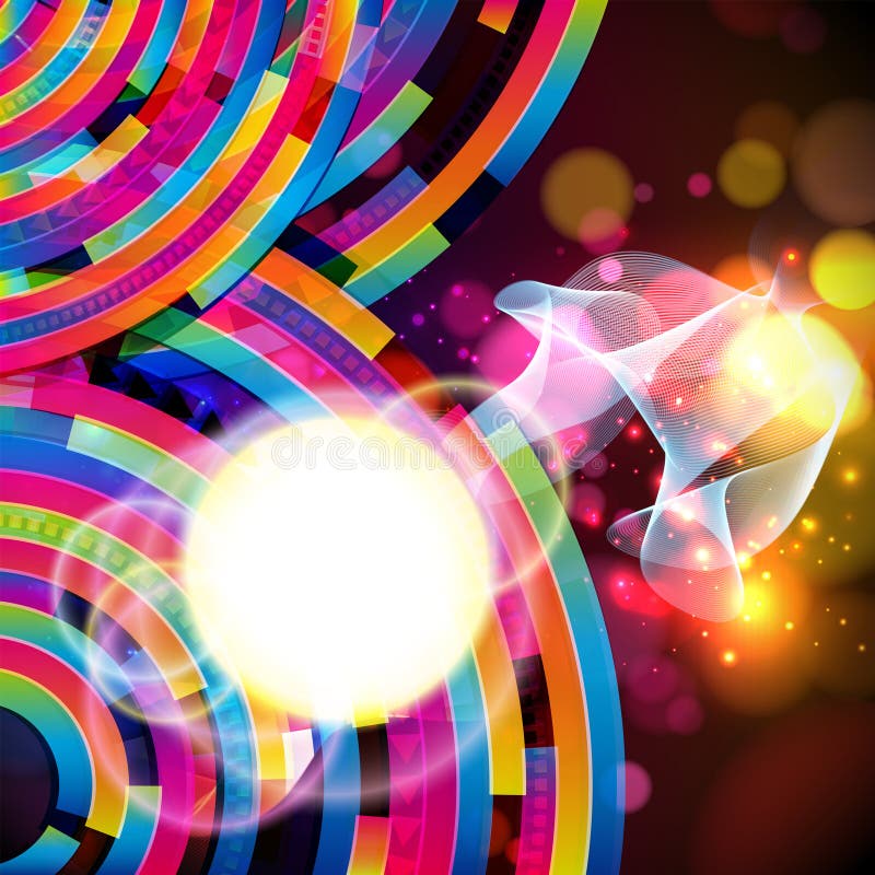 Vector Abstract Background. Colorful Techno Pattern on a Dark. Sun and ...