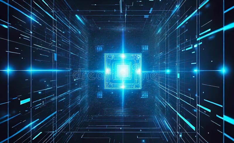 Vector Abstract Background, Digital Glowing Square Pixels for ...