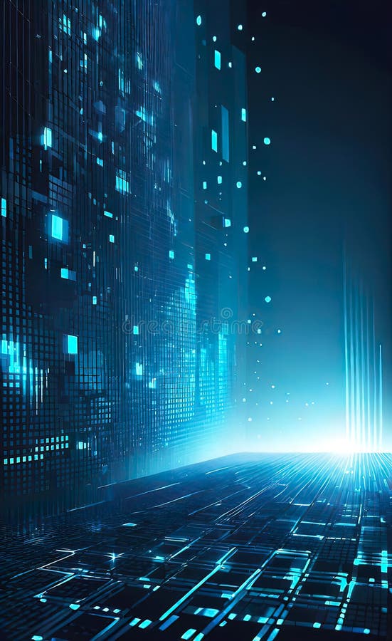 Vector Abstract Background, Digital Glowing Square Pixels for ...