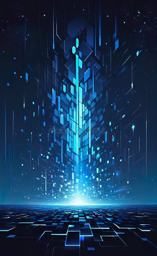 Vector Abstract Background, Digital Glowing Square Pixels for ...