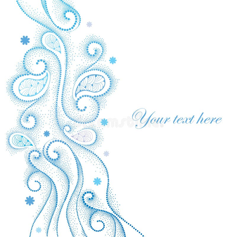 Vector Abstract Background with Dotted Curly Lines, Blue Swirls and ...