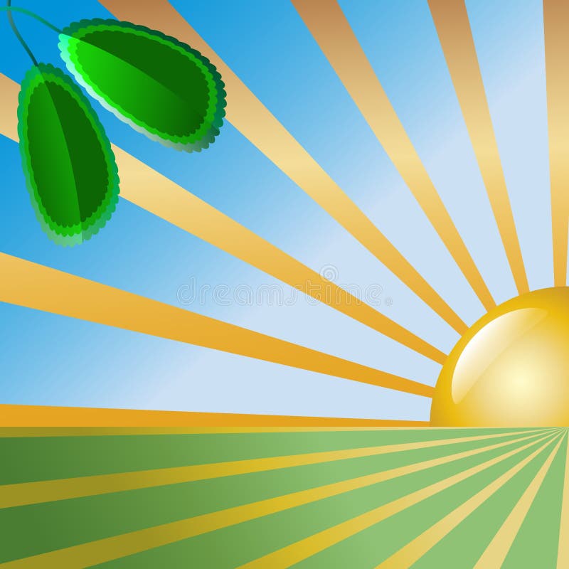 Vector Abstract Background with Rising Sun Stock Vector - Illustration ...