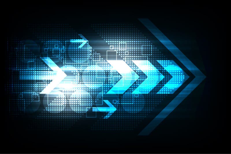 Vector Arrows in Technology Concept on Dark Blue Background. Stock ...
