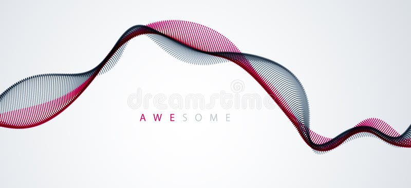 Vector Abstract Background with Wave of Flowing Particles, Smooth Curve Shape Lines, Particle ...