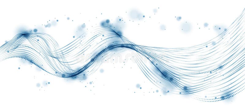 Vector Abstract Background with Wave of Flowing Particles, Smooth Curve Shape Lines, Particle ...