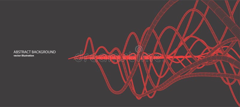 Vector Abstract Background With A Wireframe Dynamic Waves Line And Particles Stock Vector