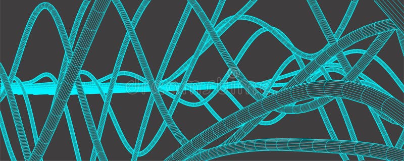 Vector Abstract Background With A Wireframe Dynamic Waves Line And Particles Stock Vector