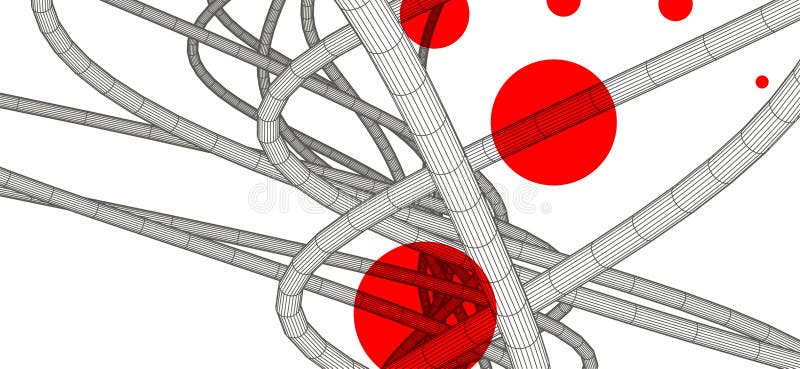 Vector Abstract Background With A Wireframe Dynamic Waves Line And Particles Stock Vector