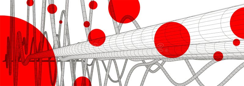 Vector Abstract Background With A Wireframe Dynamic Waves Line And Particles Stock Vector