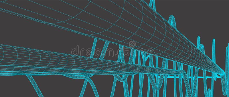 Vector Abstract Background With A Wireframe Dynamic Waves Line And Particles Stock Vector