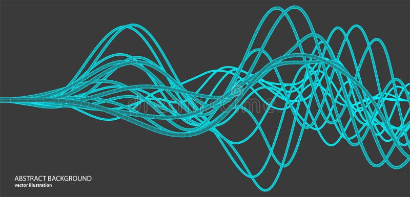 Vector Abstract Background With A Wireframe Dynamic Waves Line And Particles Stock Vector