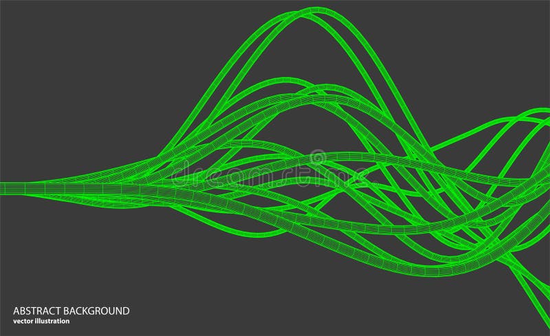 Vector Abstract Background With A Wireframe Dynamic Waves Line And Particles Stock Vector