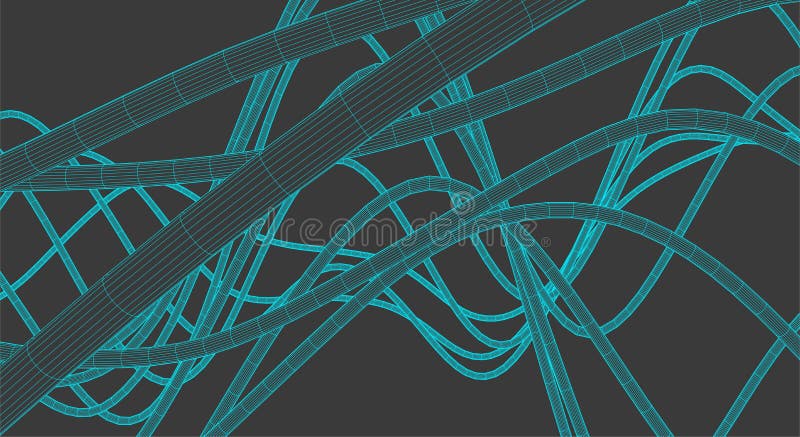 Vector Abstract Background With A Wireframe Dynamic Waves Line And Particles Stock Vector