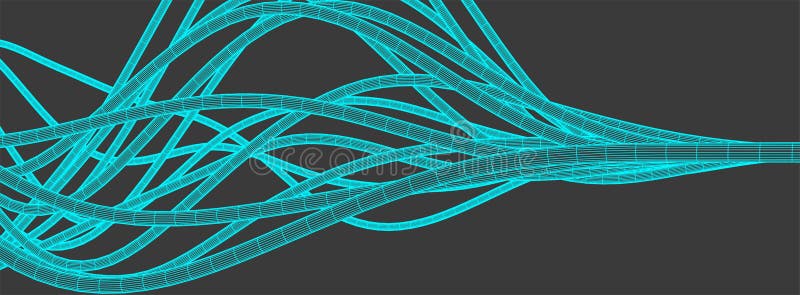 Vector Abstract Background With A Wireframe Dynamic Waves Line And Particles Stock Vector
