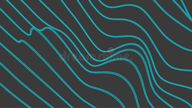 Vector Abstract Background With A Wireframe Dynamic Waves Line And Particles Stock Vector