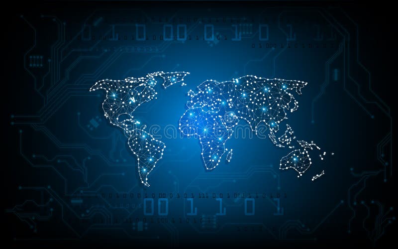 Vector World Map Abstract Science and Technology Pattern Internet of ...