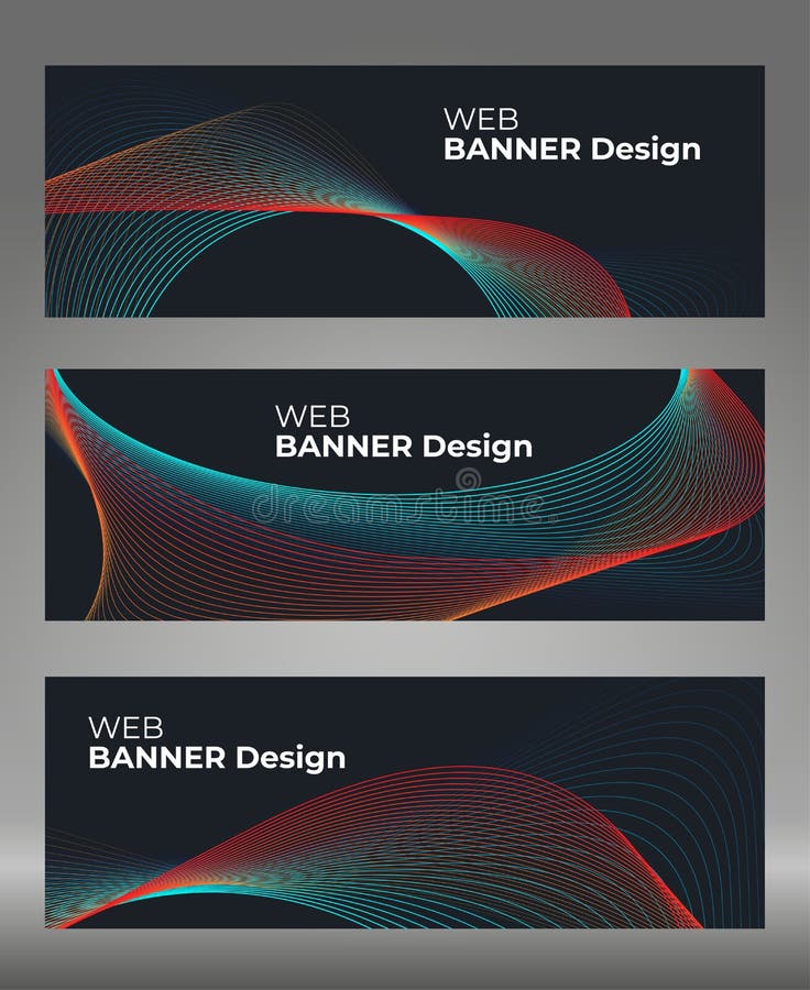 Vector Abstract Banner with Colored Dynamic Waves, Lines. Wave Flow ...