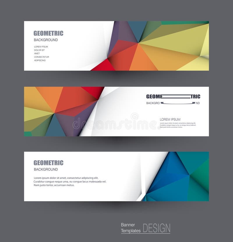 Vector Abstract Banners Set with Polygonal, Geometric, Triangle Pattern ...