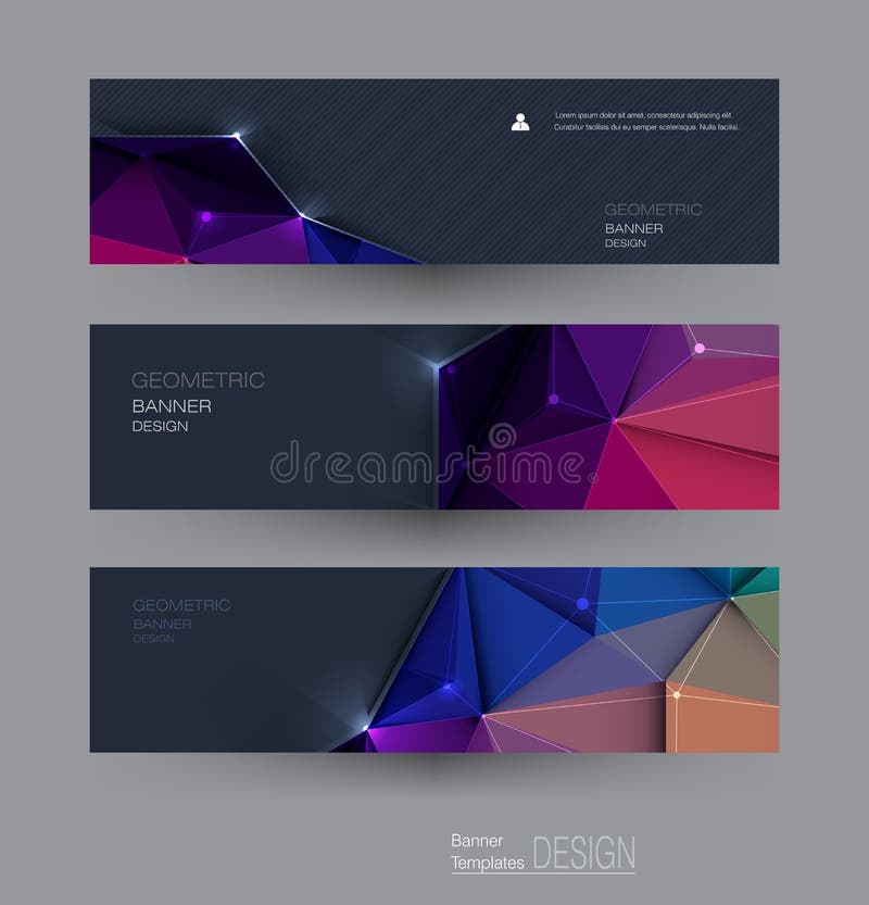 Vector Abstract Banners Set with Polygonal, Triangle Pattern Shape and ...