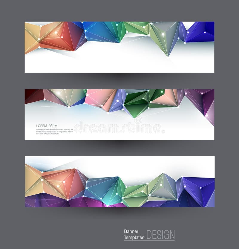 Vector Abstract Banners Set with Polygonal, Triangle Pattern Shape and ...