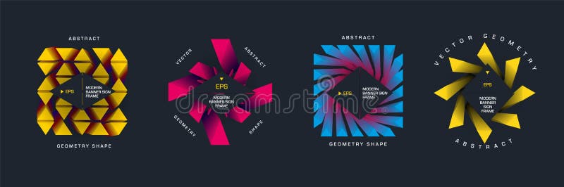 Vector Abstract Banners, Triangular Colored Elements in Geometric ...