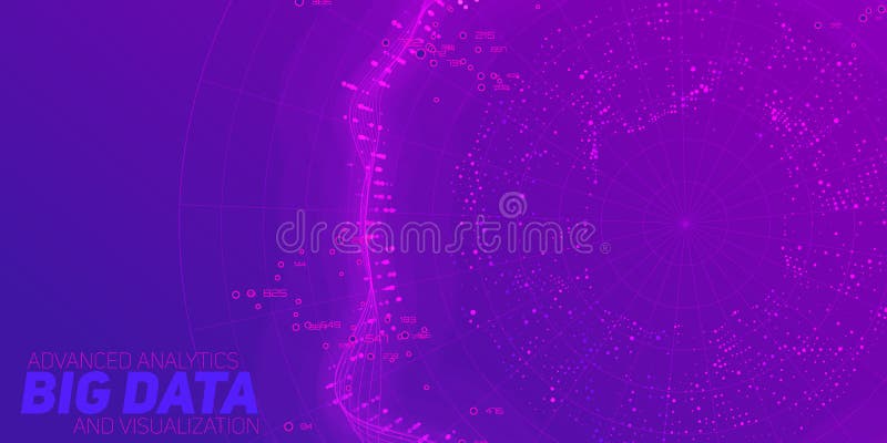 Vector Abstract Big Data Visualization Blue Flow Of Data As Numbers Strings Stock Vector