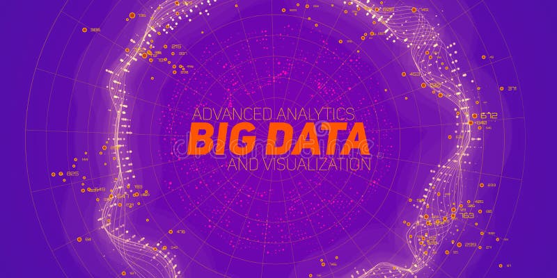 Vector Abstract Big Data Visualization Blue Flow Of Data As Numbers Strings Stock Vector