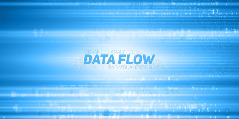 Vector Abstract Big Data Visualization Blue Flow Of Data As Numbers Strings Information Code