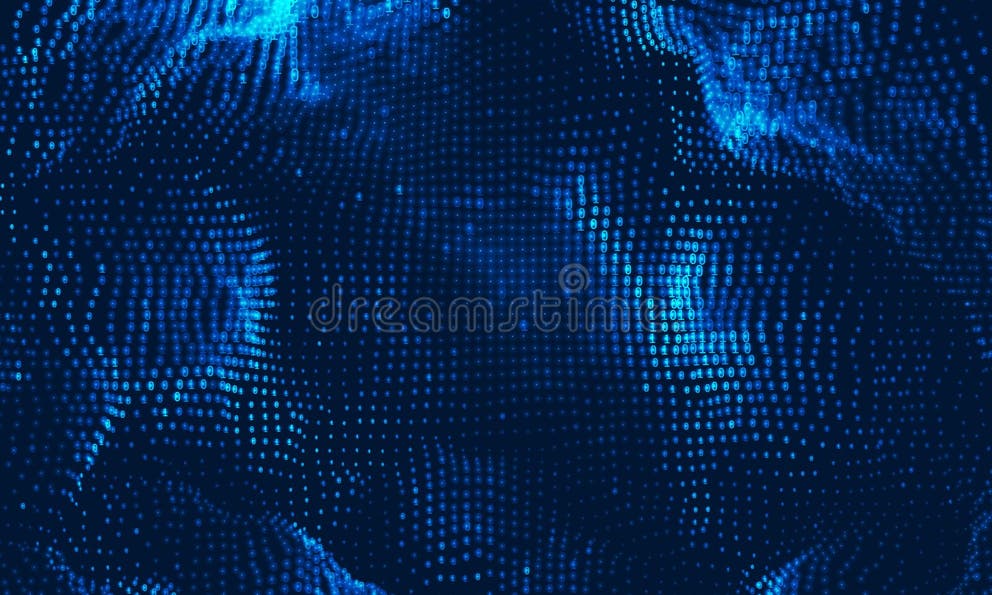 Vector Abstract Big Data Visualization. Blue Glowing Data Flow As ...
