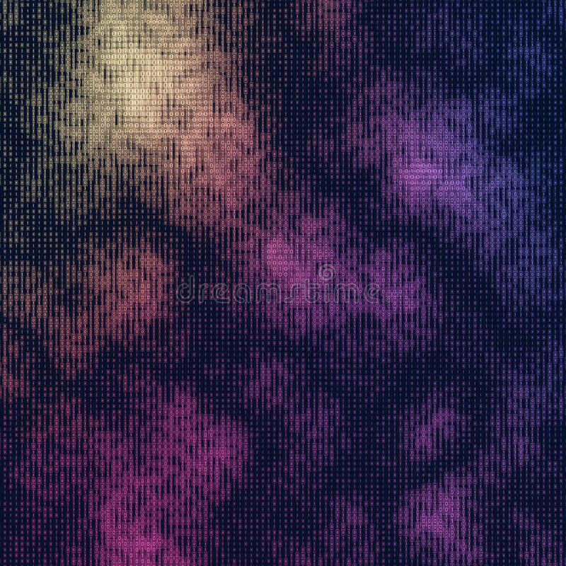 Vector Abstract Big Data Visualization Green Data Flow As Binary Numbers Strings Computer Code