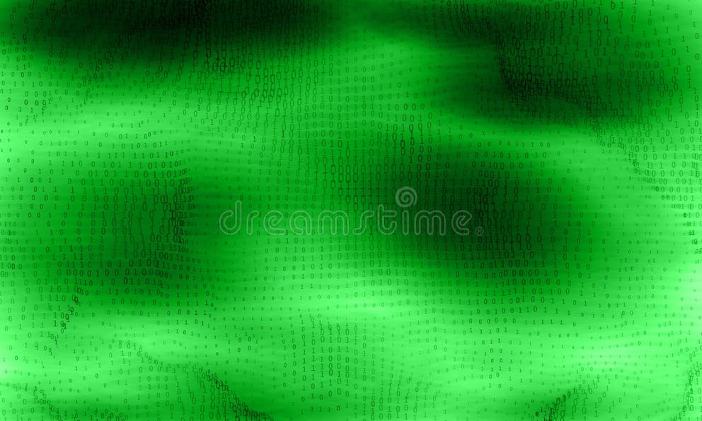 Vector Abstract Big Data Visualization. Green Glowing Data Flow As ...